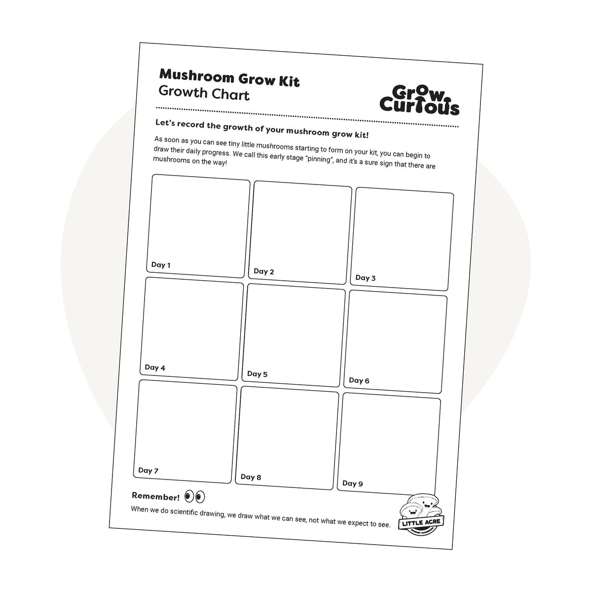 Free Download Activity Sheet - Charting Mushroom Growth | Little Acre ...